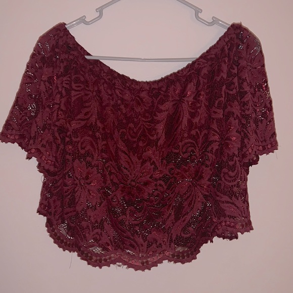 Ambiance | Tops | Burgundy Lace Crop Top 4 | Poshmark